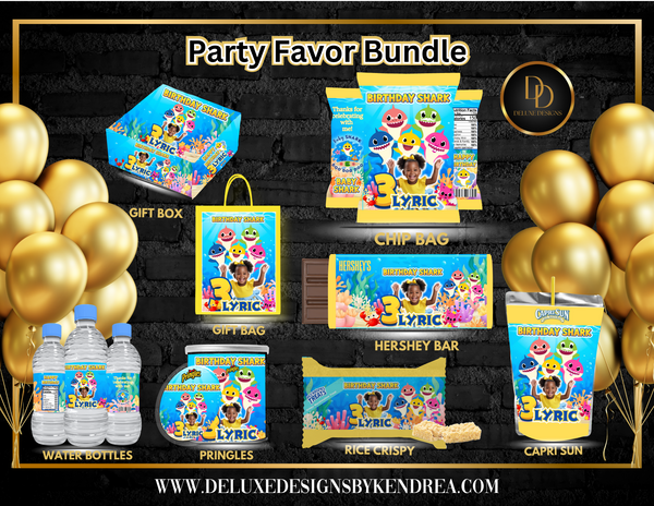 Baby Shark Inspired Editable Party Favor Bundle – Deluxe Designs by ...